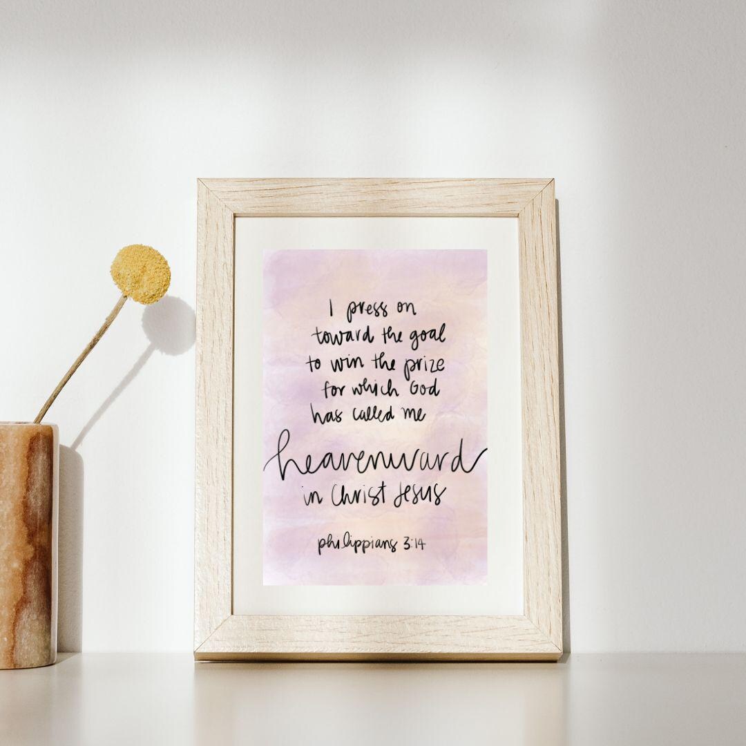 PHILIPPIANS 3:14 - Wall Art - Digital Download - Bible Verse Printable ...