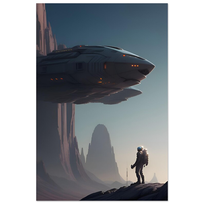 Shark Spaceship 20 X 30cm Aluminium Print - Sci-fi Art Inspired by ...
