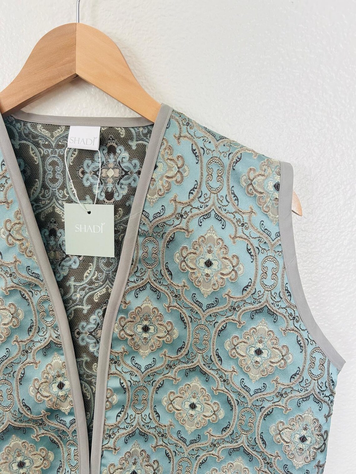 SHADI Vest - Model: Termeh (blue), Front Open, All Seasons, Turquoise ...