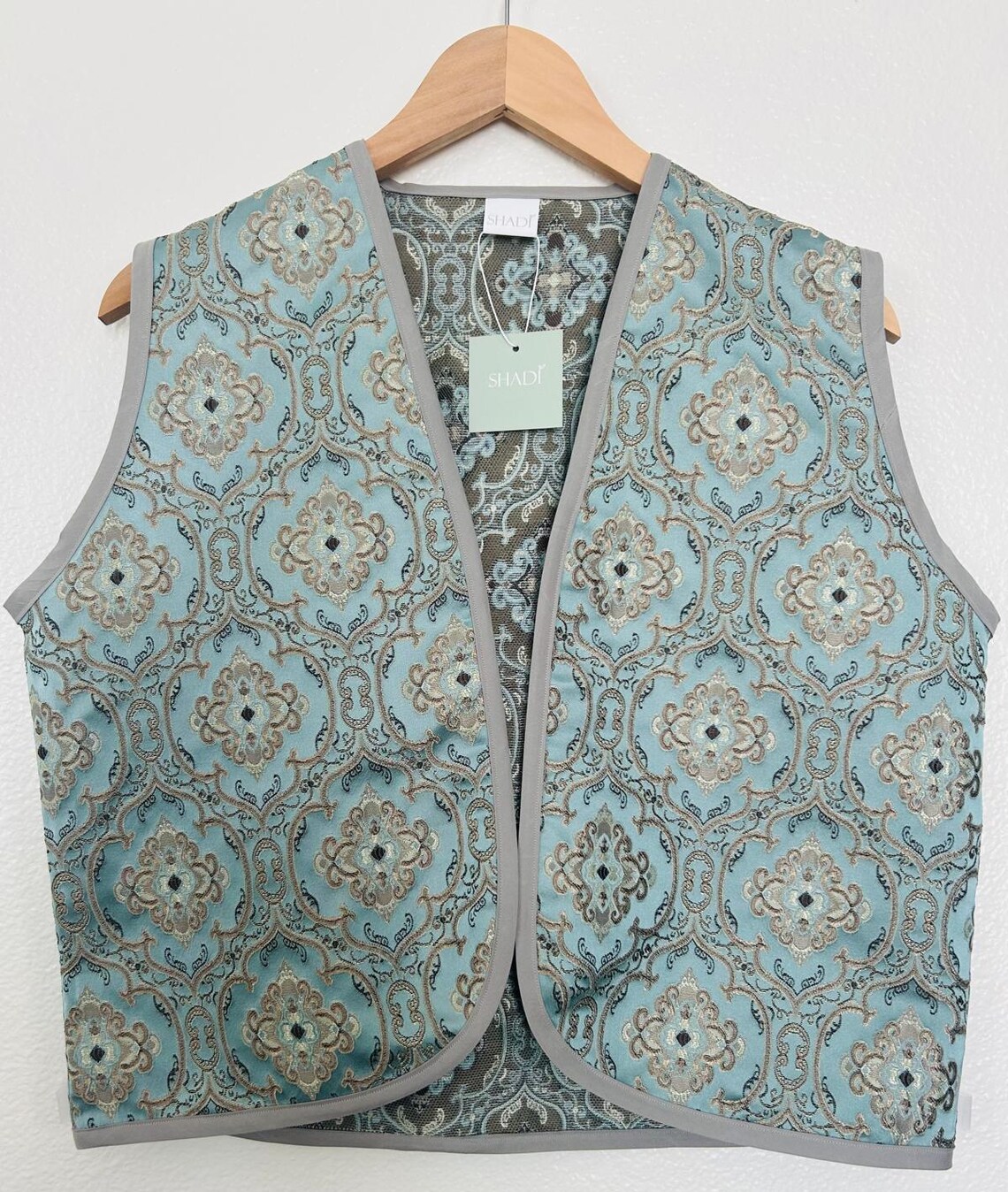 SHADI Vest - Model: Termeh (blue), Front Open, All Seasons, Turquoise ...