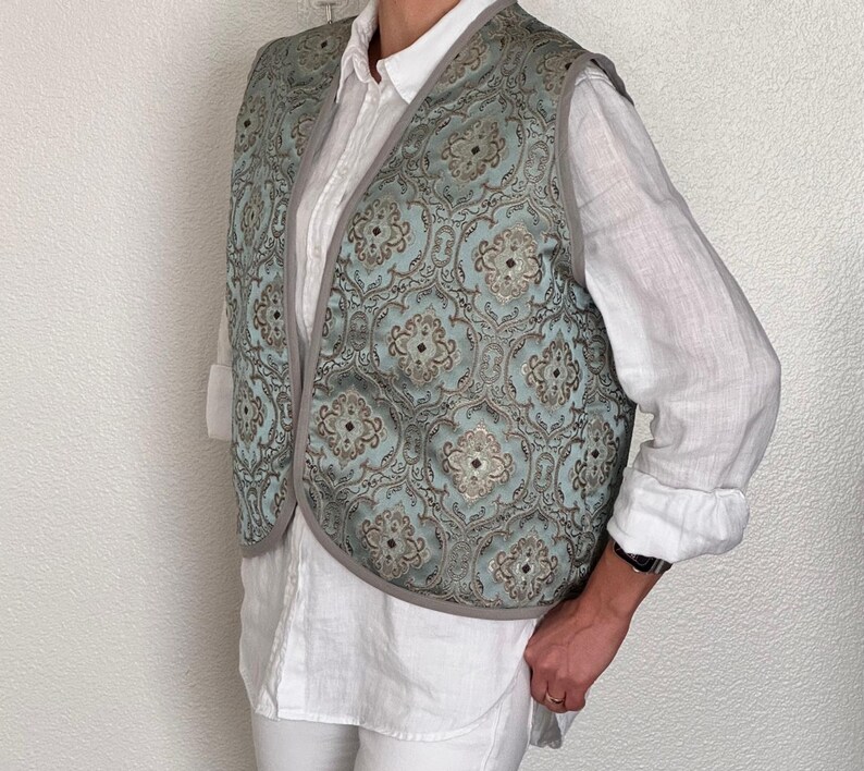 SHADI Vest - Model: Termeh (blue), Front Open, All Seasons, Turquoise ...