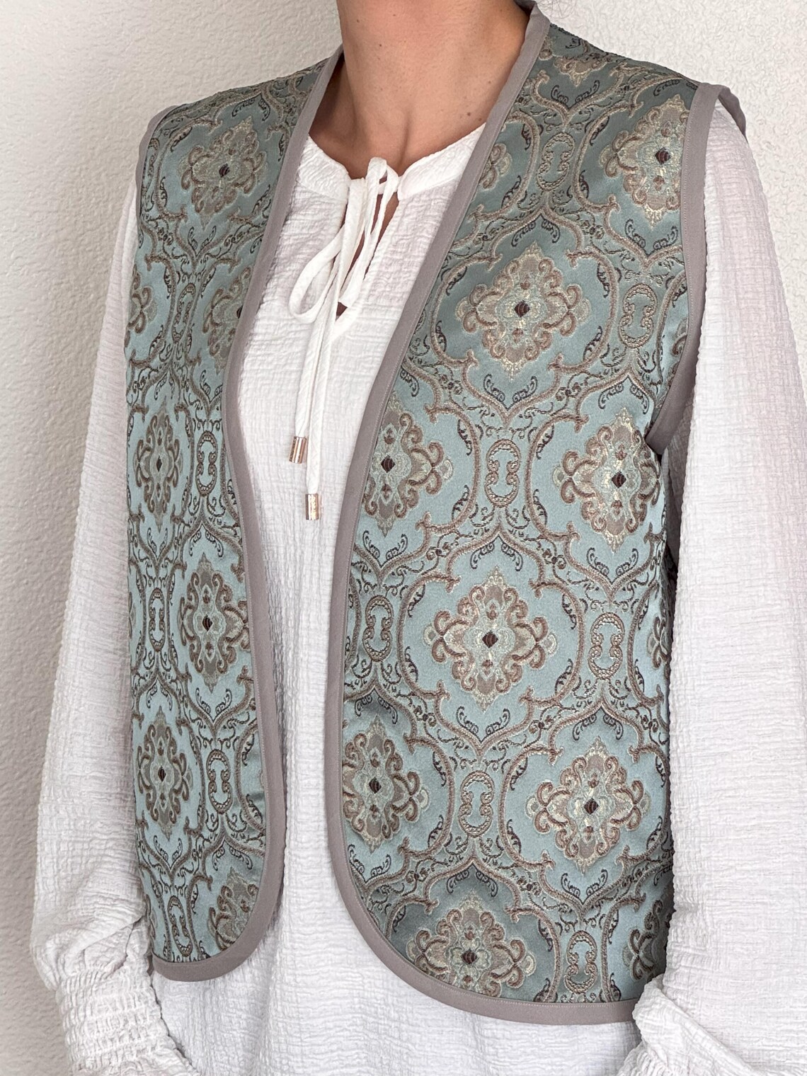 SHADI Vest - Model: Termeh (blue), Front Open, All Seasons, Turquoise ...
