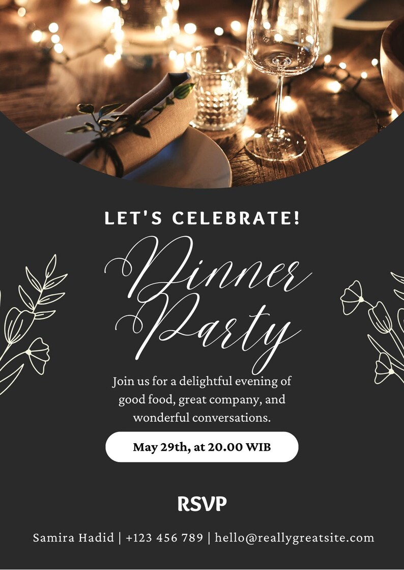 Dinner Party Invitation | Customizable Printable Invite | Modern ...