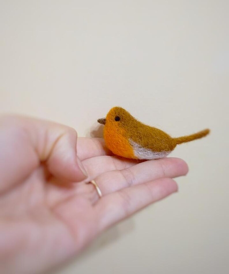 Robin Figurine Wool Felted Miniature Animals Miniature Robin Ornaments ...