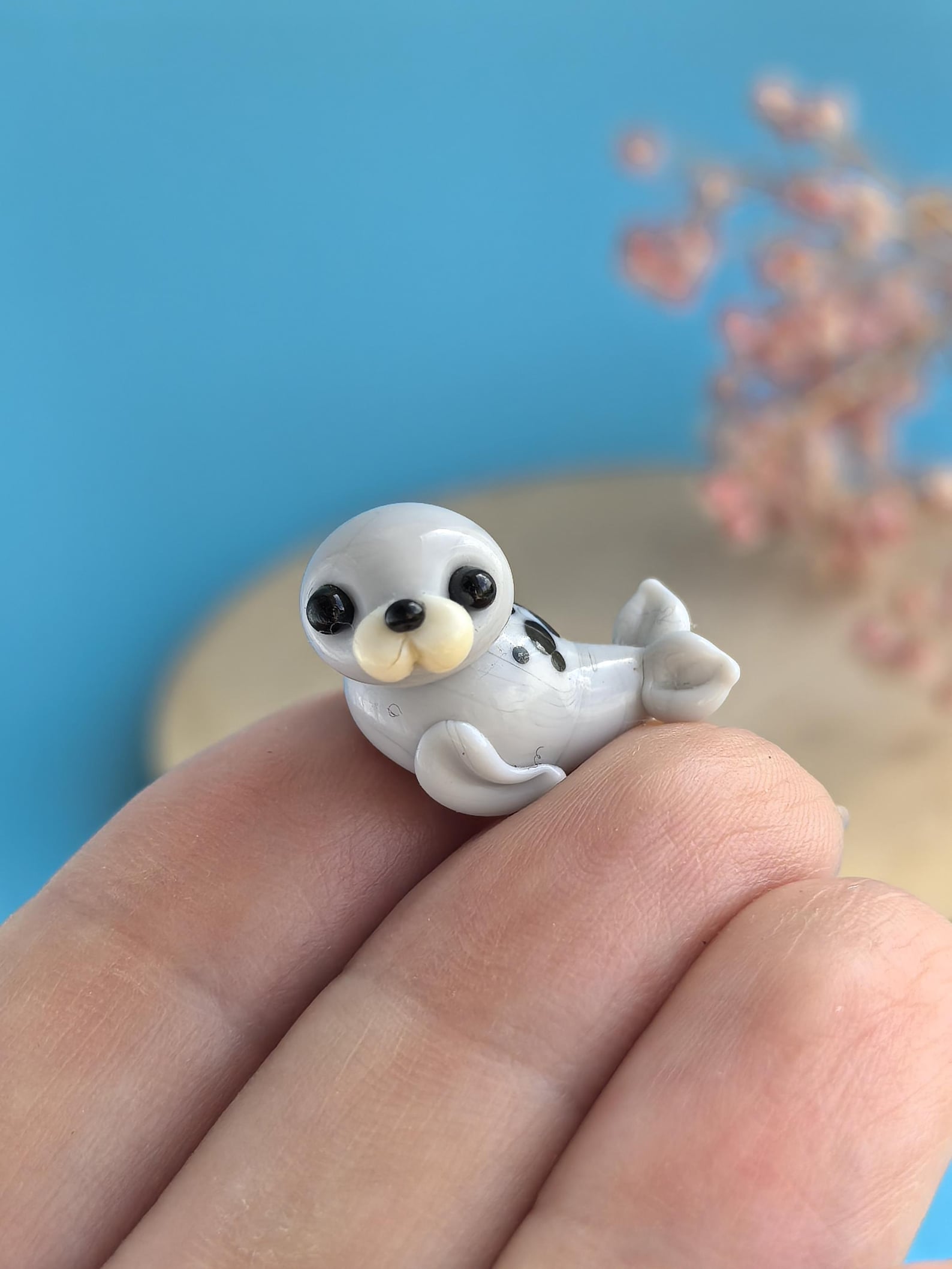 GLASS FIGURINES Tiny Seal Miniature Glass Animal Figurine Micro for ...