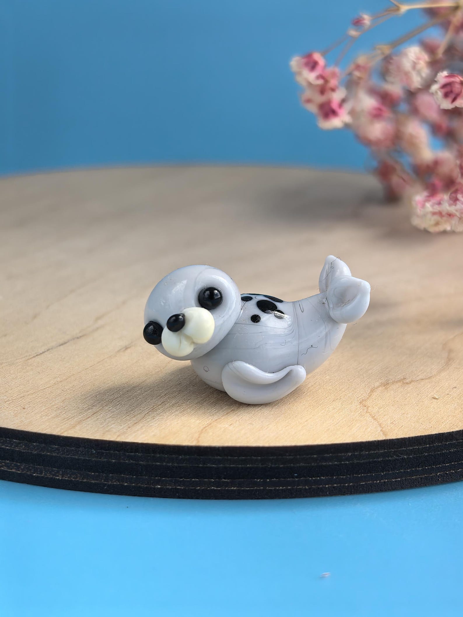 GLASS FIGURINES Tiny Seal Miniature Glass Animal Figurine Micro for ...