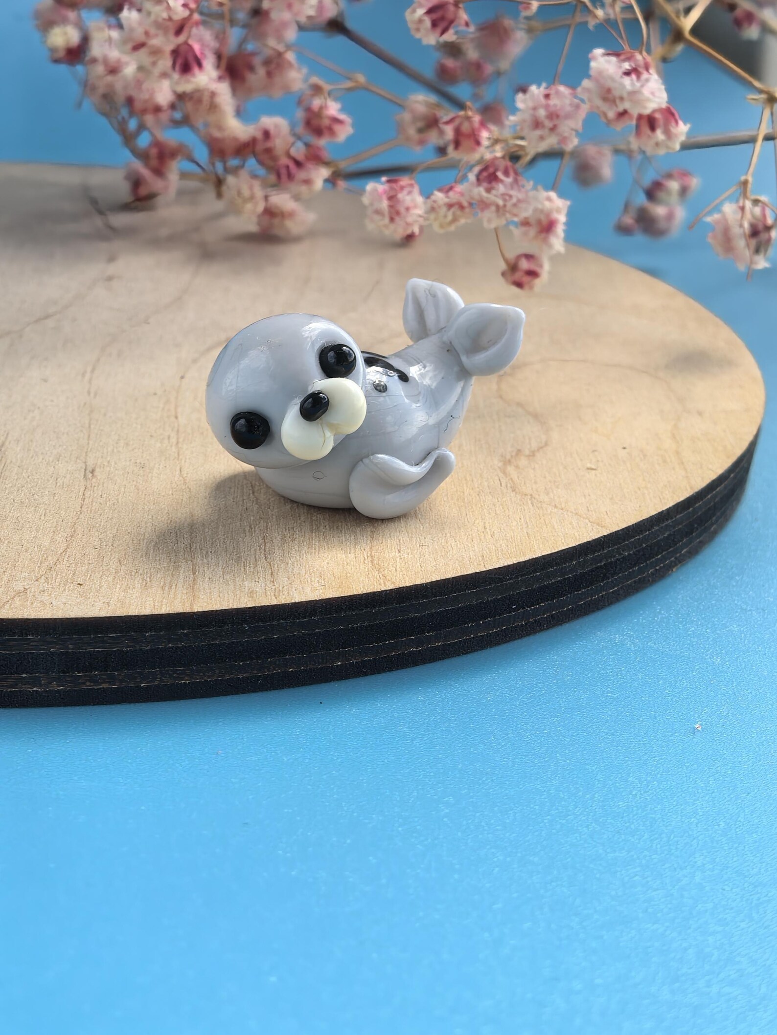 GLASS FIGURINES Tiny Seal Miniature Glass Animal Figurine Micro for ...