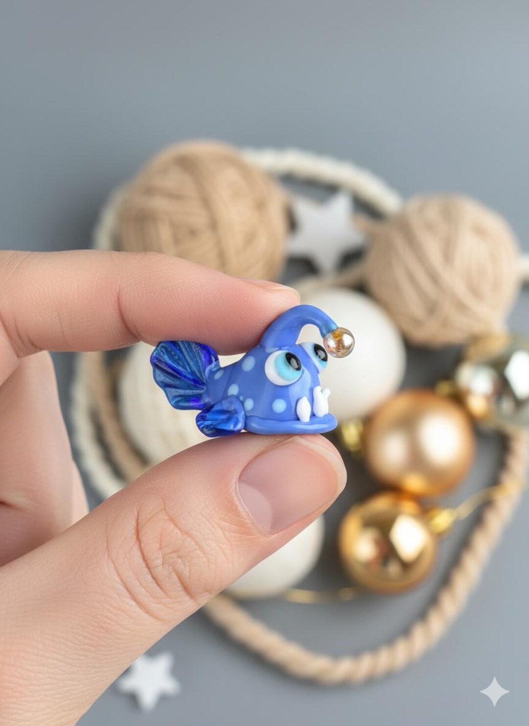 Angler Fish Figurines Glass Fish Tiny Fish Miniature Fish Glass ...