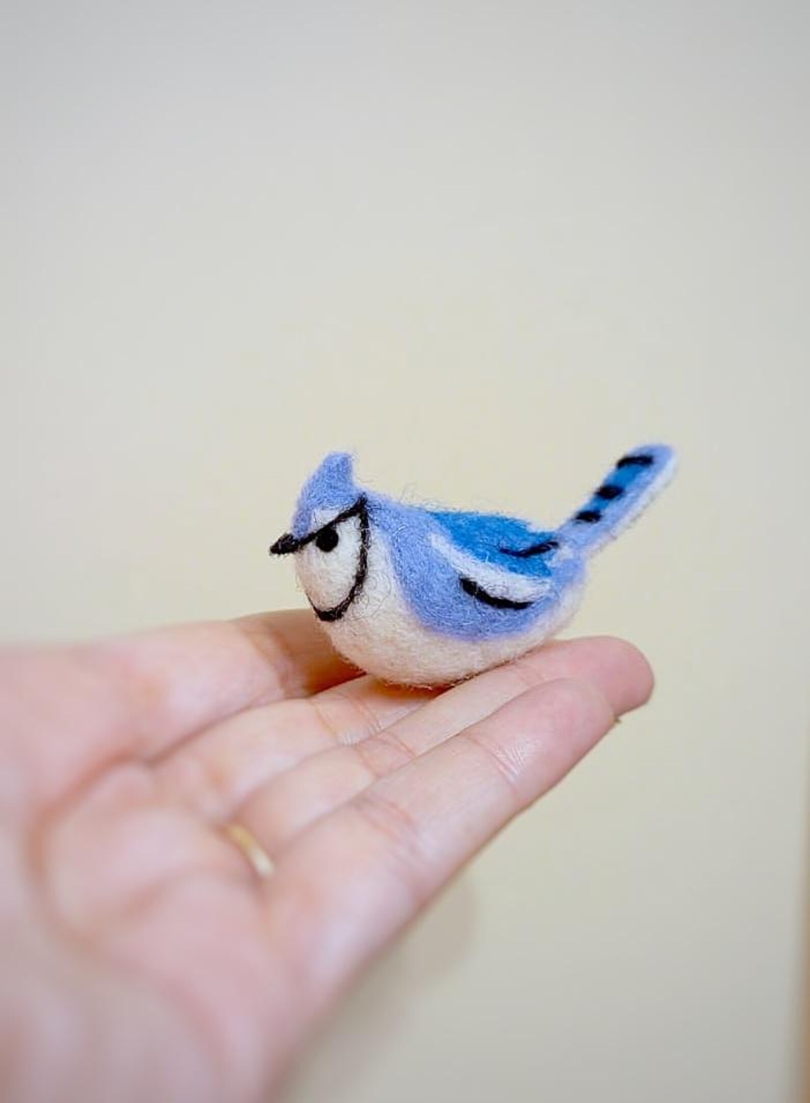 Blue Jay Bird Figurine Wool Felted Miniature Animals Miniature Blue Jay ...