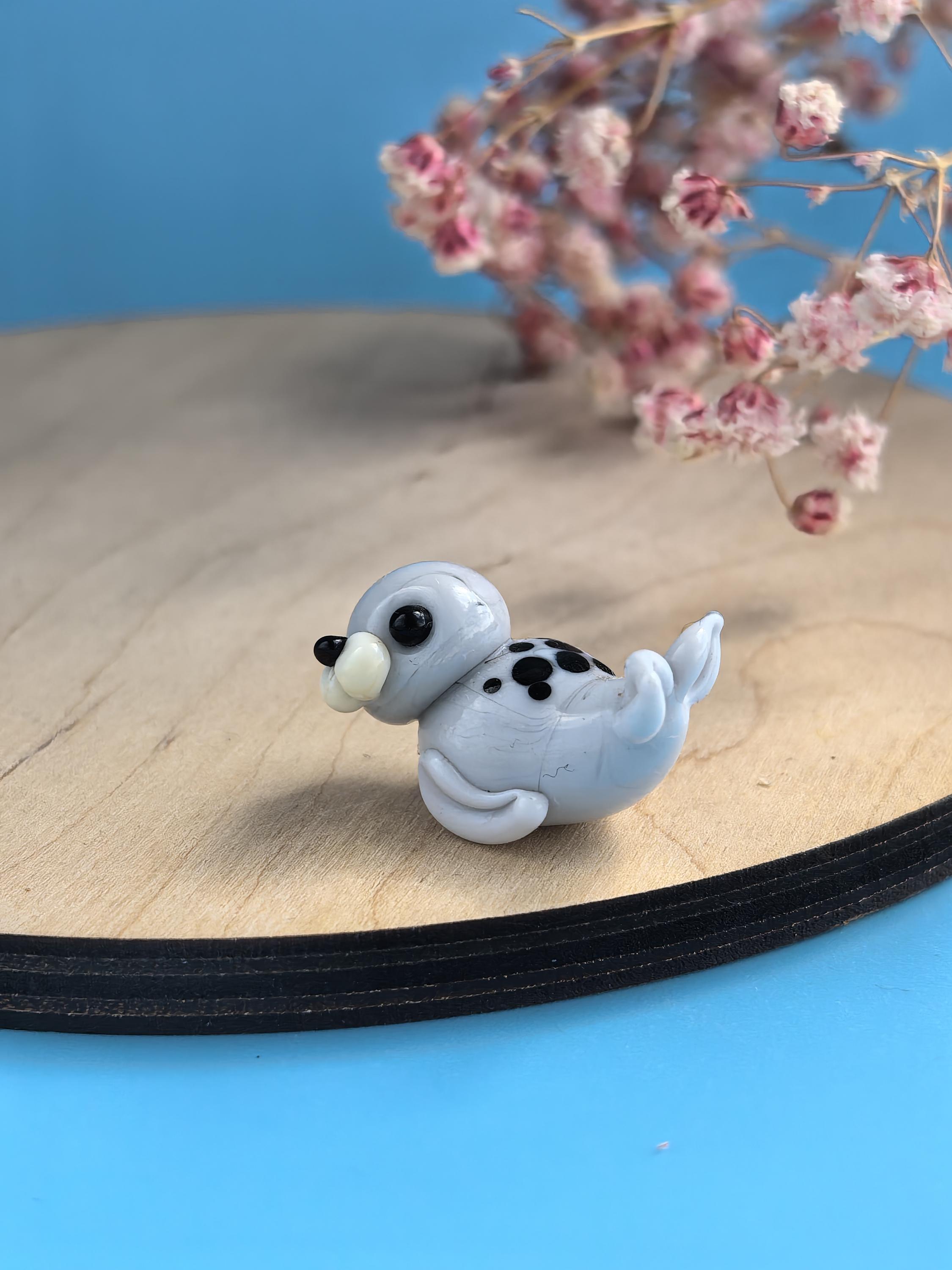 GLASS FIGURINES Tiny Seal Miniature Glass Animal Figurine Micro for ...