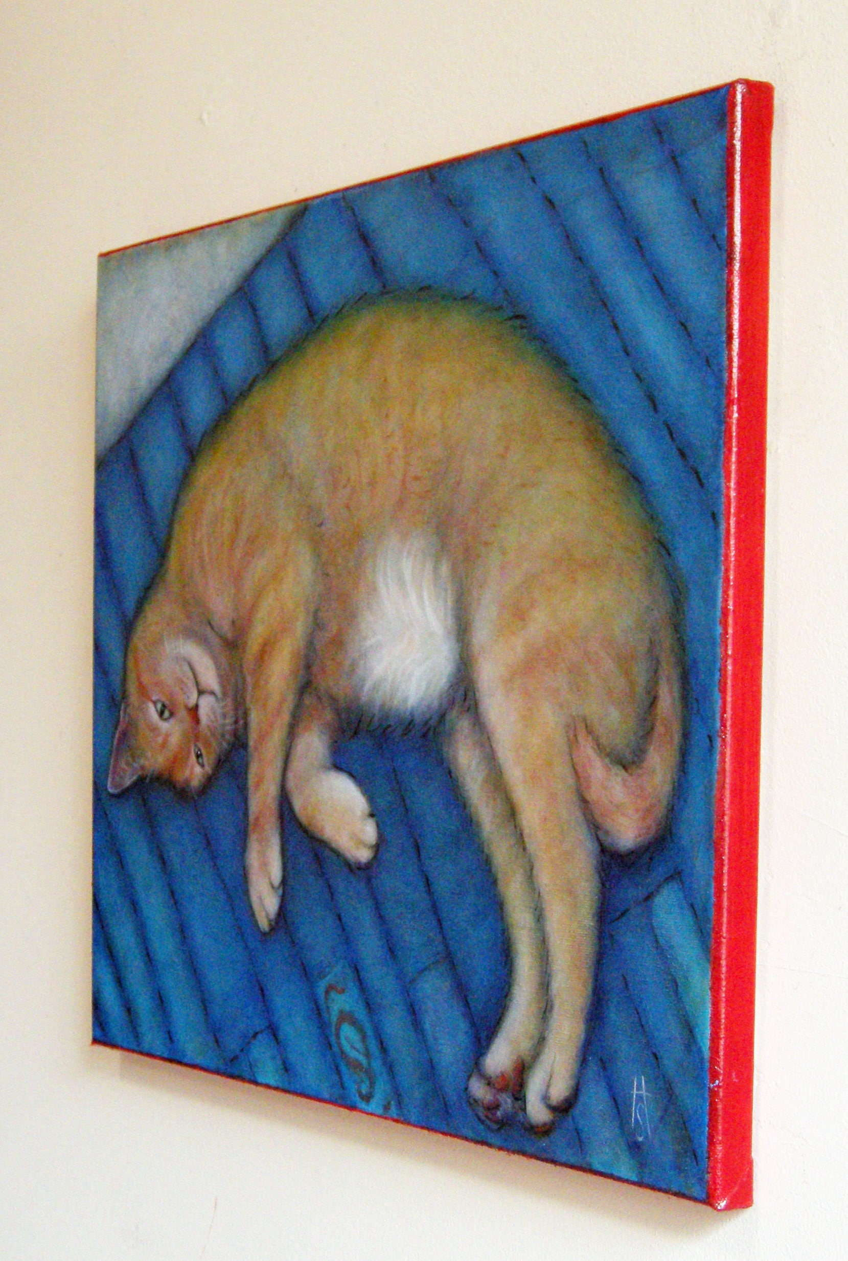 Buff Ginger Tabby Cat original oil painting. Willy