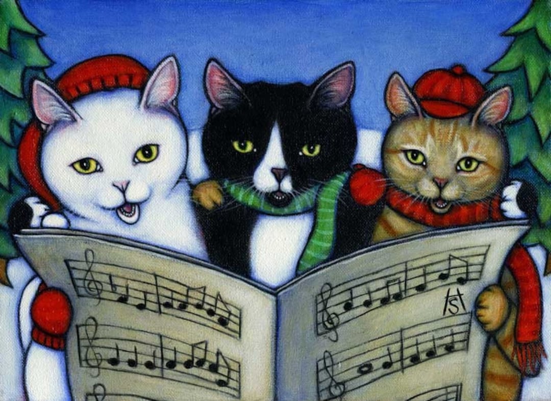Cat Christmas Cards. We Wish You a Meowy Christmas. Set of 5 - Etsy