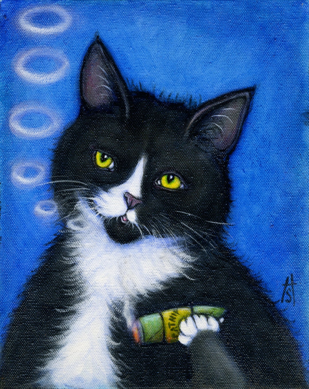 Tuxedo Cat Smoking Catnip Cigar Print. Charlie's Catnip Cigar - Etsy
