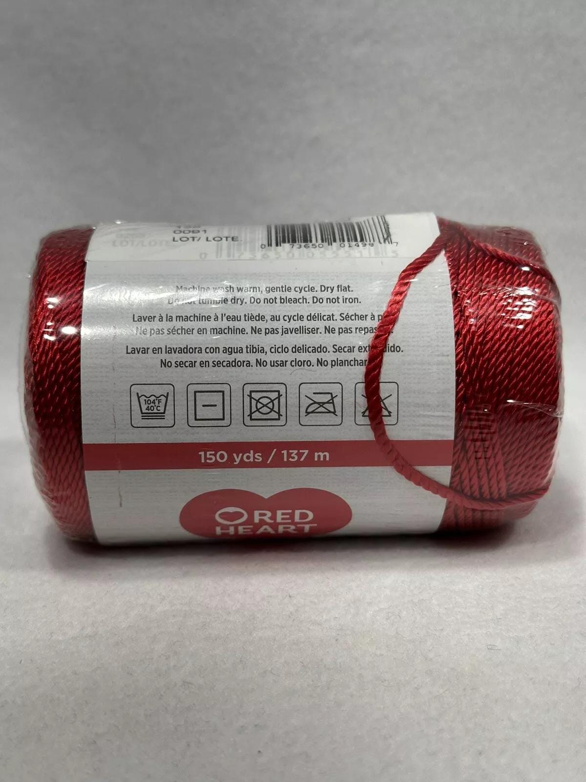 Red Heart RED Nylon Crochet Thread - Size 18 - 150 Yards (137 M) - 100% ...
