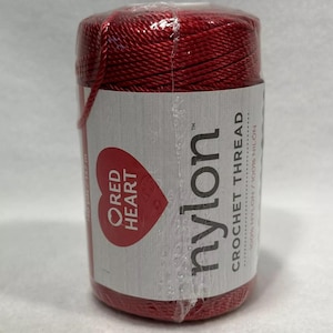 Red Heart RED Nylon Crochet Thread Size 18 150 Yards 137 M 100% Nylon ...