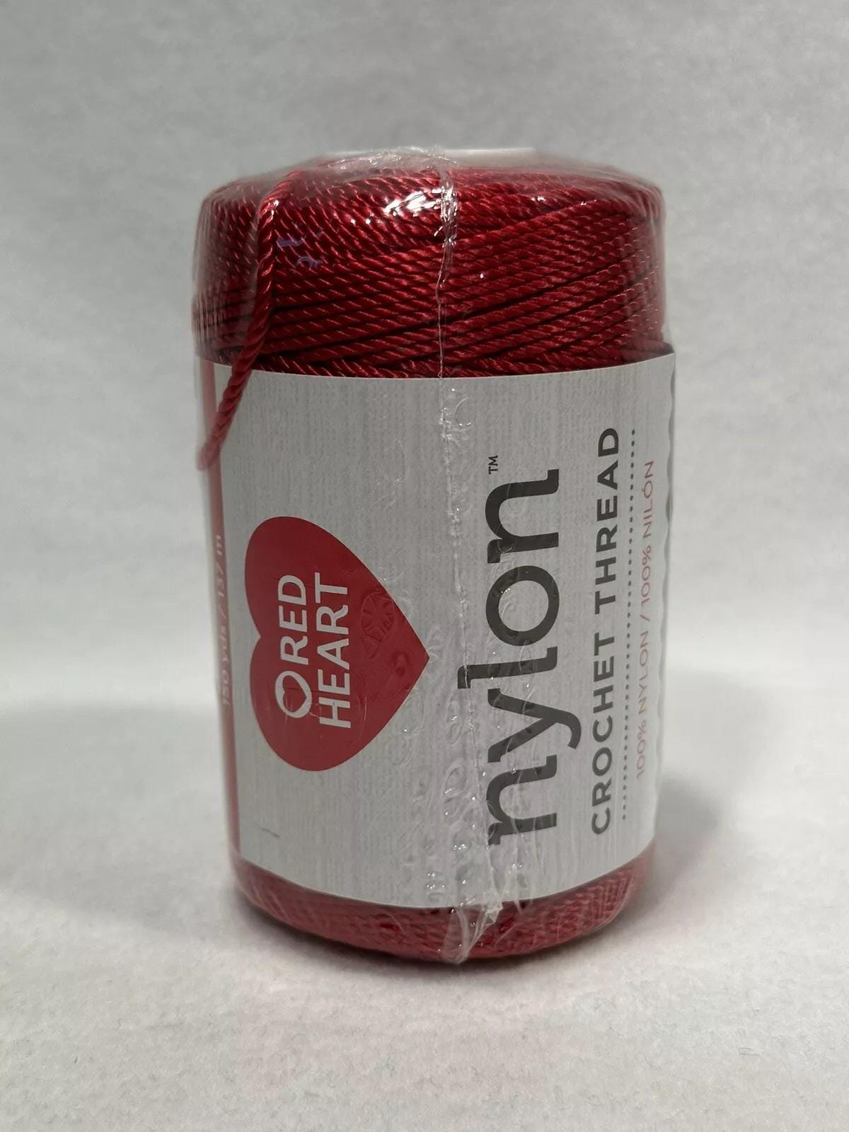 Red Heart RED Nylon Crochet Thread - Size 18 - 150 Yards (137 M) - 100% ...