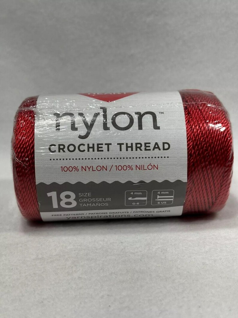Red Heart RED Nylon Crochet Thread - Size 18 - 150 Yards (137 M) - 100% ...