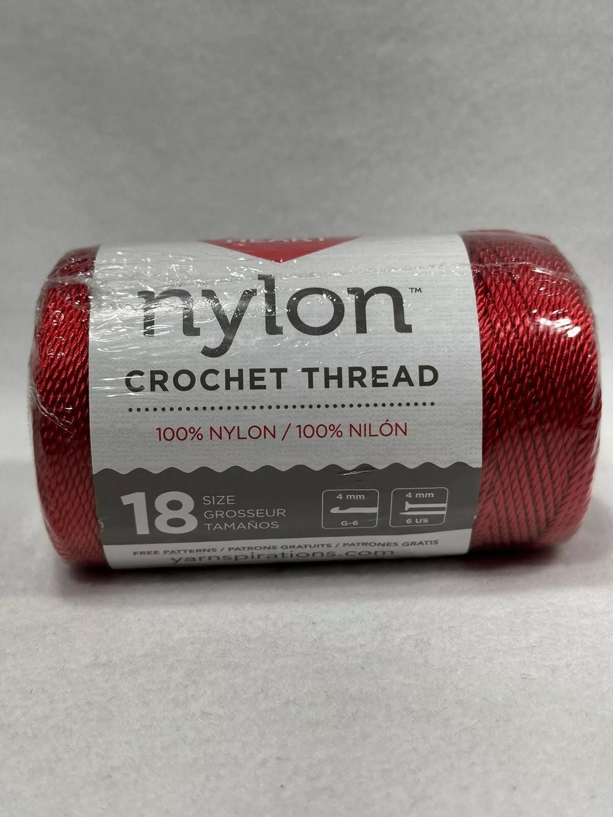 Red Heart RED Nylon Crochet Thread - Size 18 - 150 Yards (137 M) - 100% ...