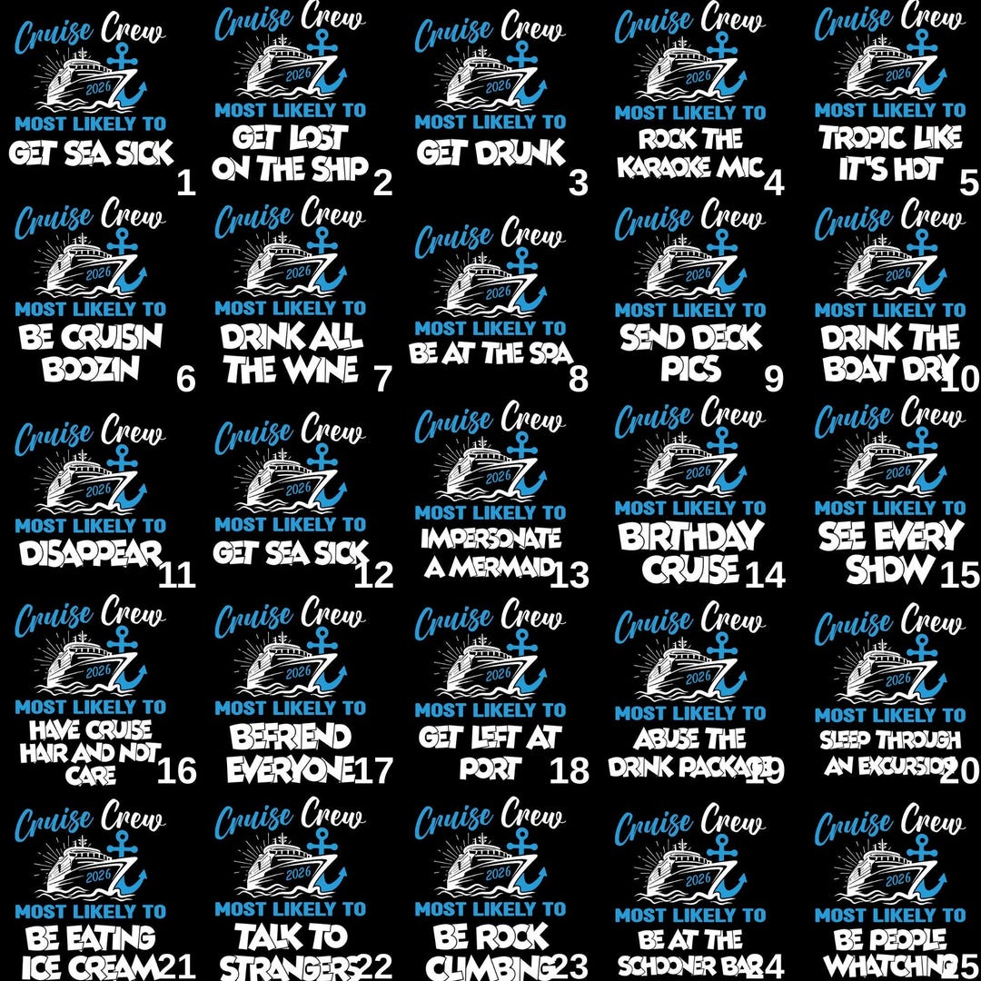 Cruise Crew 2026 DTF Heat Transfers, Family Vacation Designs - Etsy