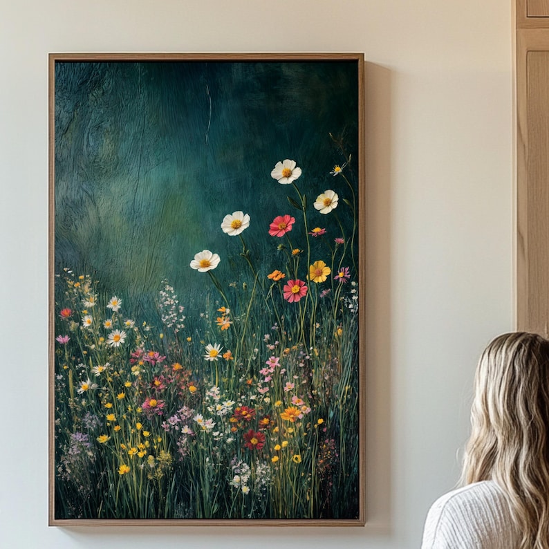 Floral Canvas Wall Art, Framed Botanical Print, Vintage Home Decor ...