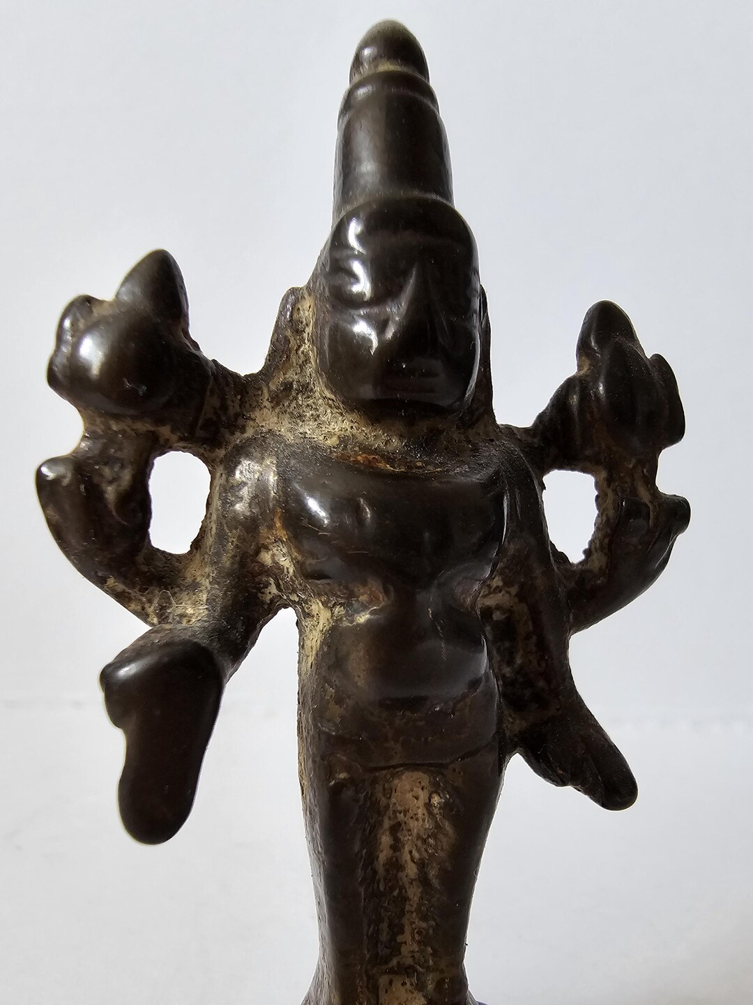 Antique Bronze Vishnu Statue, Small Hindu God Shrine Figure - Etsy