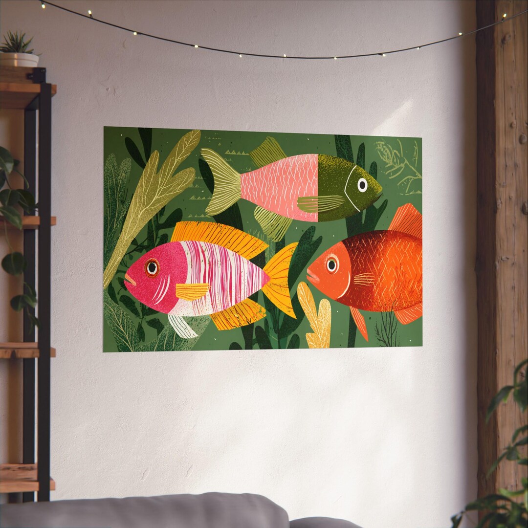 Colorful Marine Life Poster, Wall Art Home Decor, Unframed - Etsy
