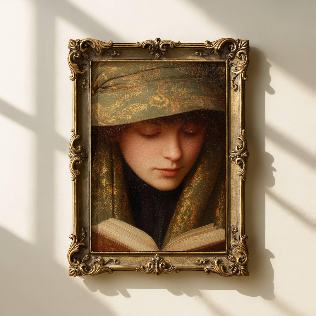 Renaissance Woman Reading Poster, Moody Old Master Style Print, Wall ...