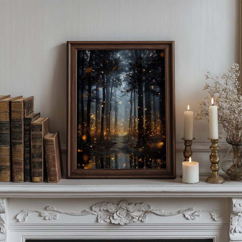 Magical Fireflies in the Forest Poster, Mystical Lightning Bugs in ...