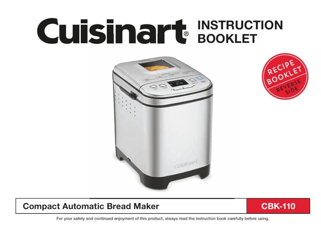 Cuisinart CBK-110 Breadmaker User Manual PDF Complete Recipe Booklet & Troubleshooting Guide ...