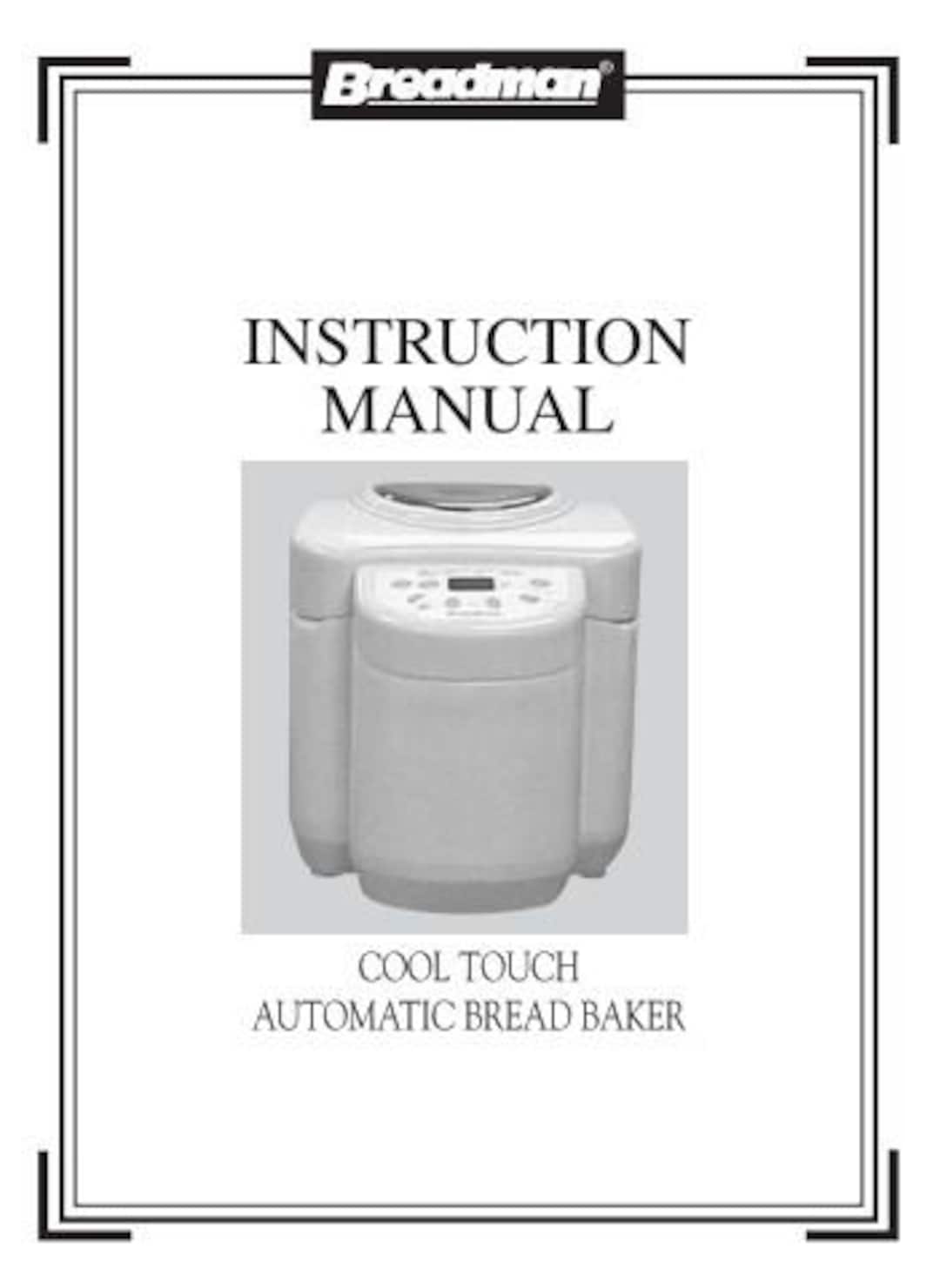 Breadman TR555LC Automatic Bread Maker Manual . Complete Digital PDF Guide With Maintenance ...