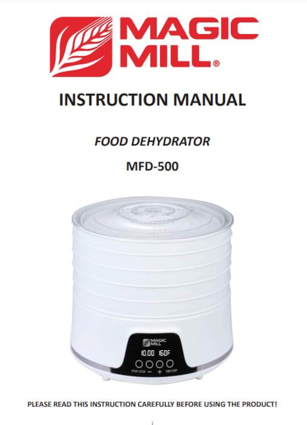 Magic Mill MFD-500 Food Dehydrator User Manual PDF Complete With ...