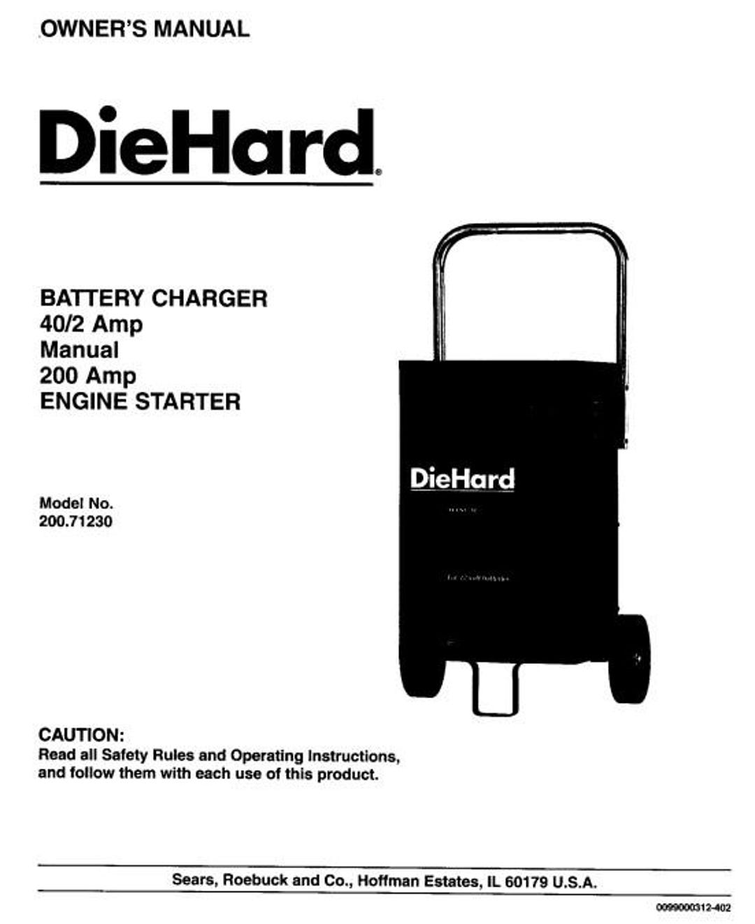 Diehard 200.7123 Battery Charger User Manual PDF Professional Jump ...