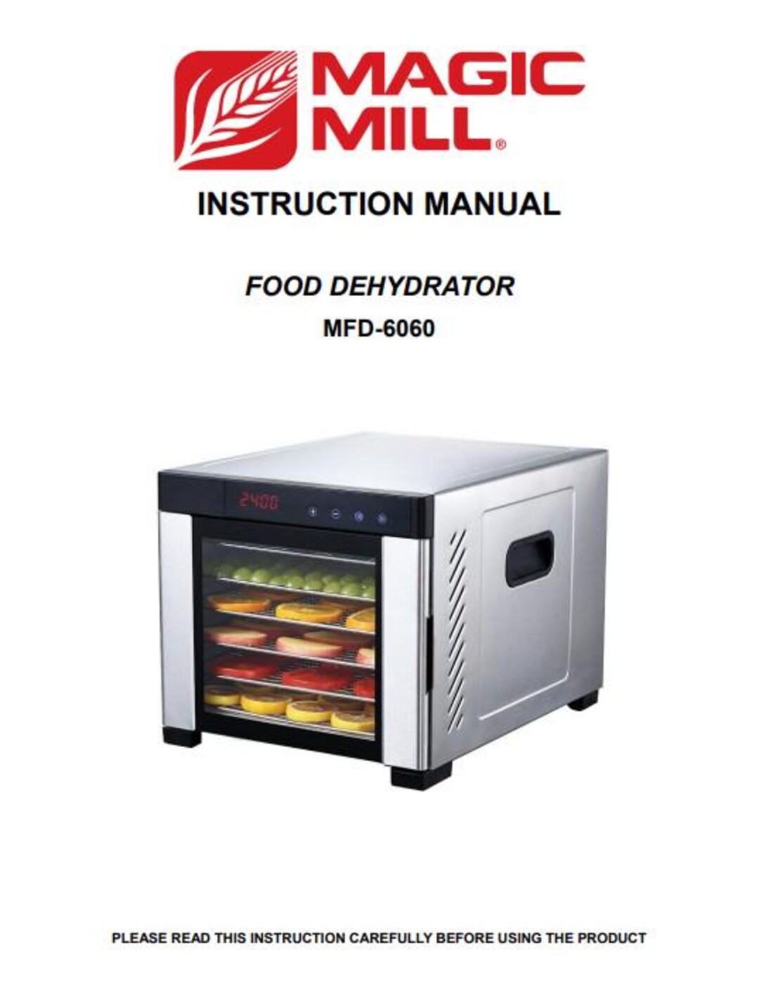 Magic Mill MFD-6060 Food Dehydrator User Manual PDF Complete With Recipe Instructions and ...