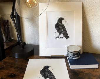 Raven Multi-color Linocut Print - Etsy