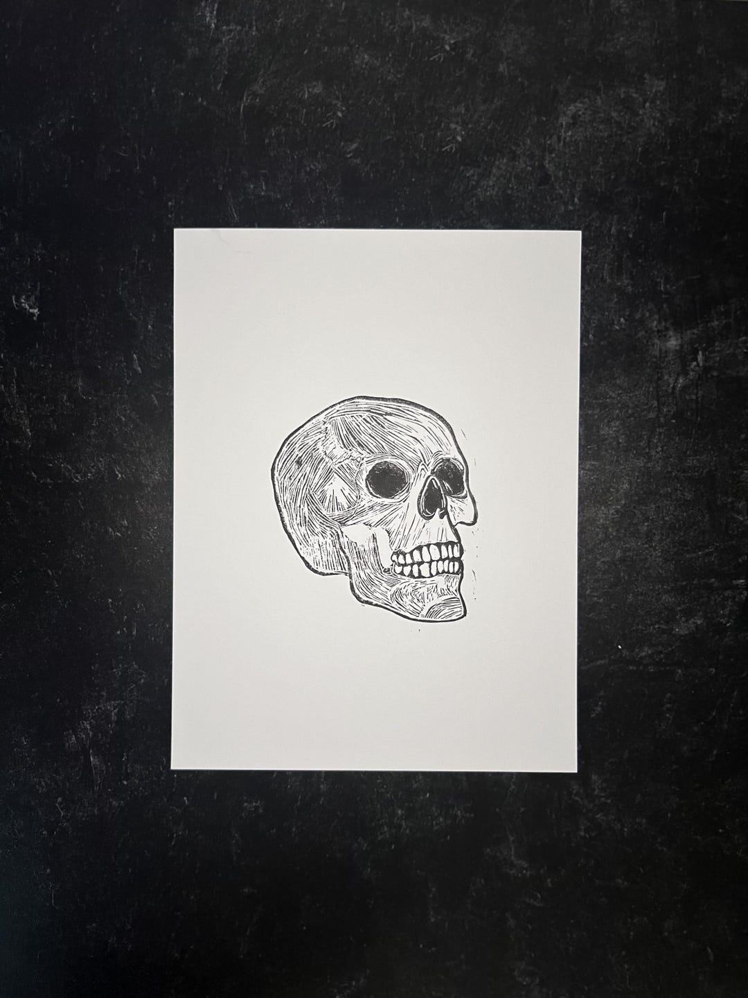 Skull - Linocut Print - Etsy