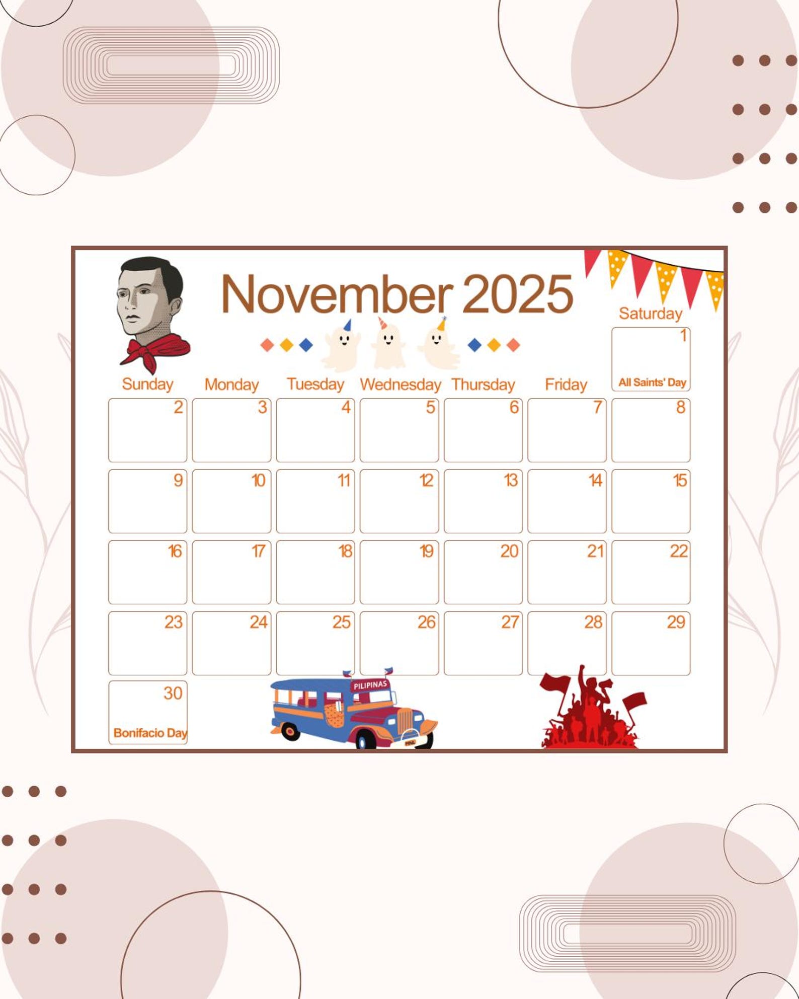 2025 Philippine Calendar Printable, Pinoy Cute Kids Calendar, Wall ...