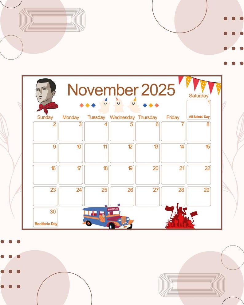2025 Philippine Calendar Printable, Pinoy Cute Kids Calendar, Wall ...
