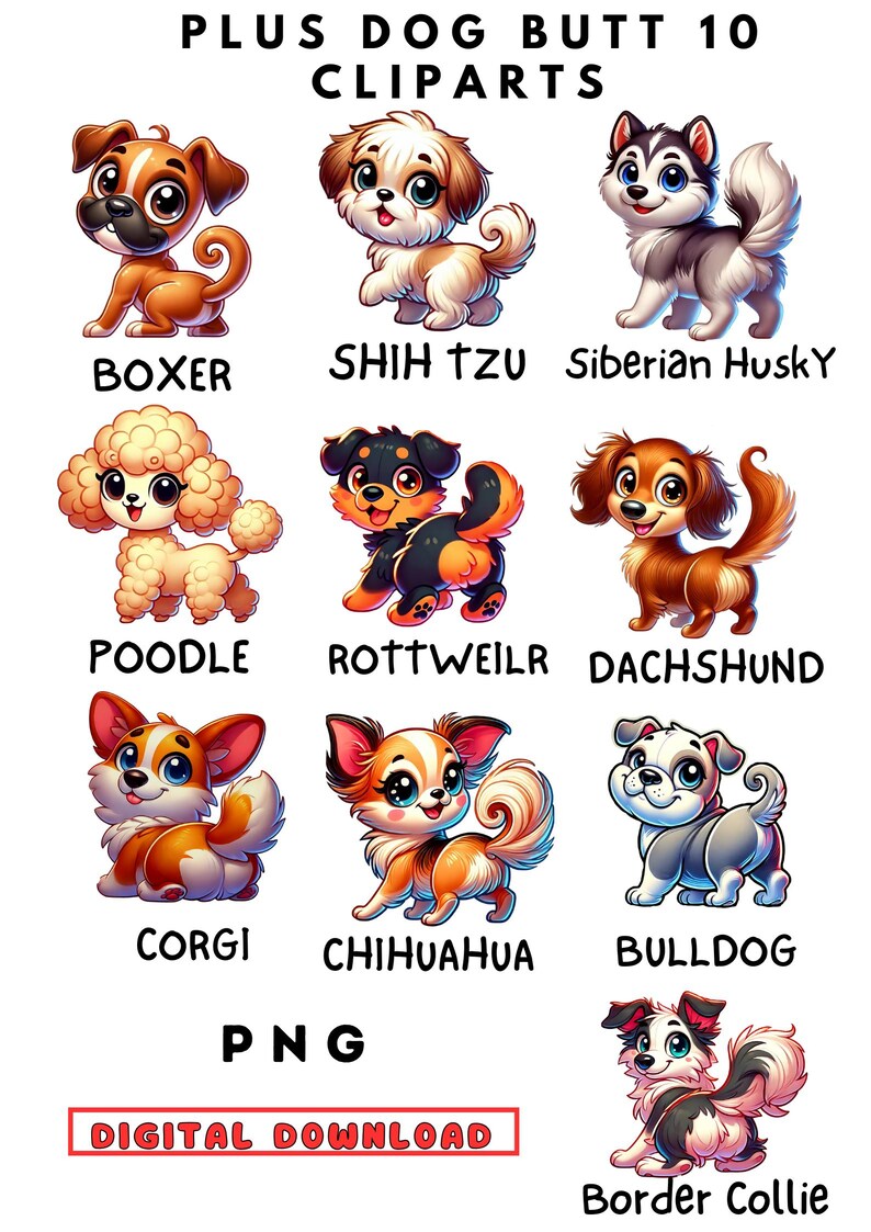 Dogs Butt Bundle SVG PNG Clipart Texture Print on Demand T-shirt Design ...