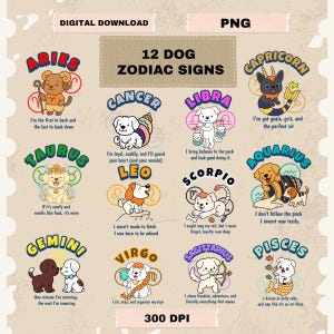 Dog Zodiac PNG Clipart Bundle: Horoscope Designs (digital Download) - Etsy