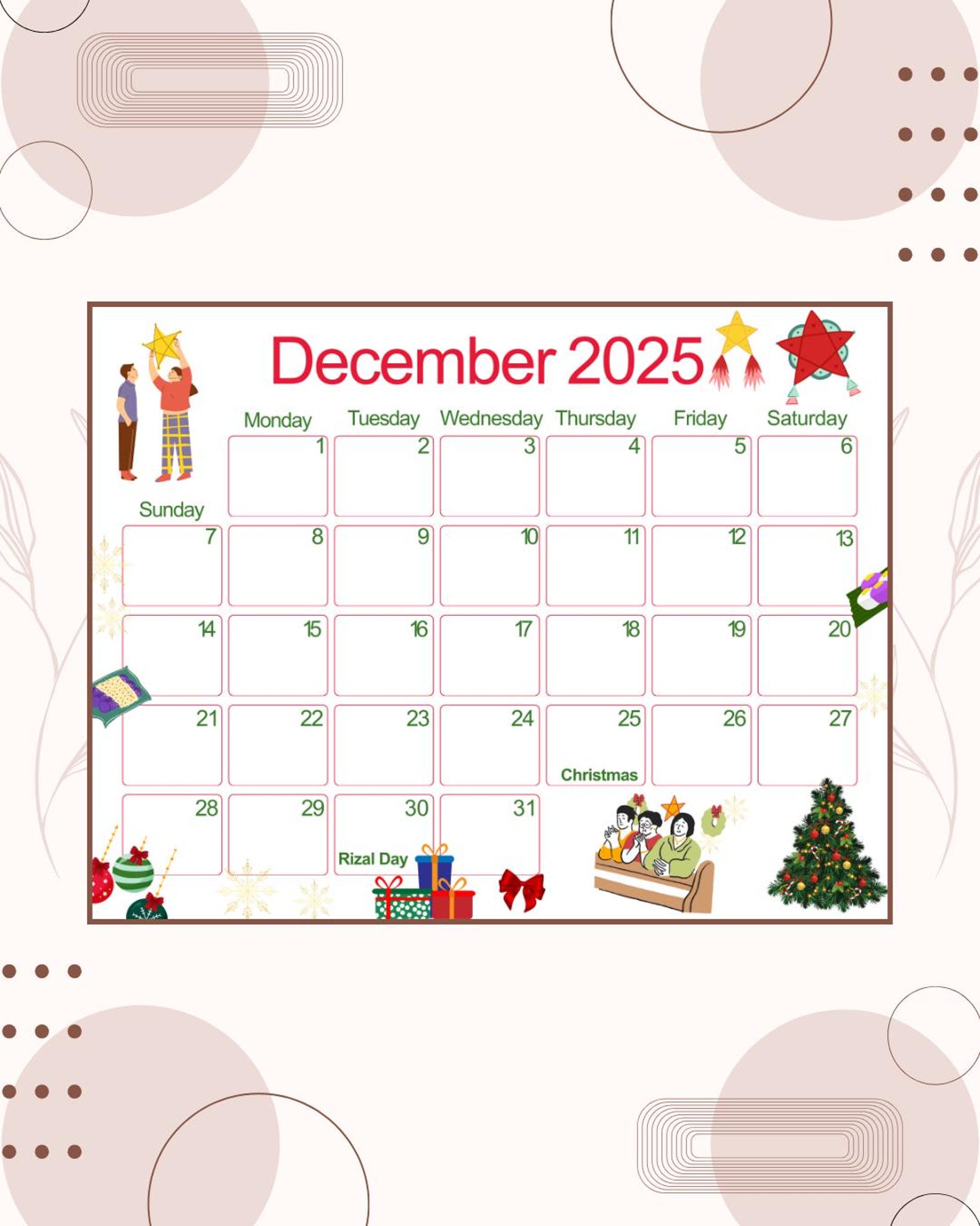 2025 Philippine Calendar Printable, Pinoy Cute Kids Calendar, Wall ...