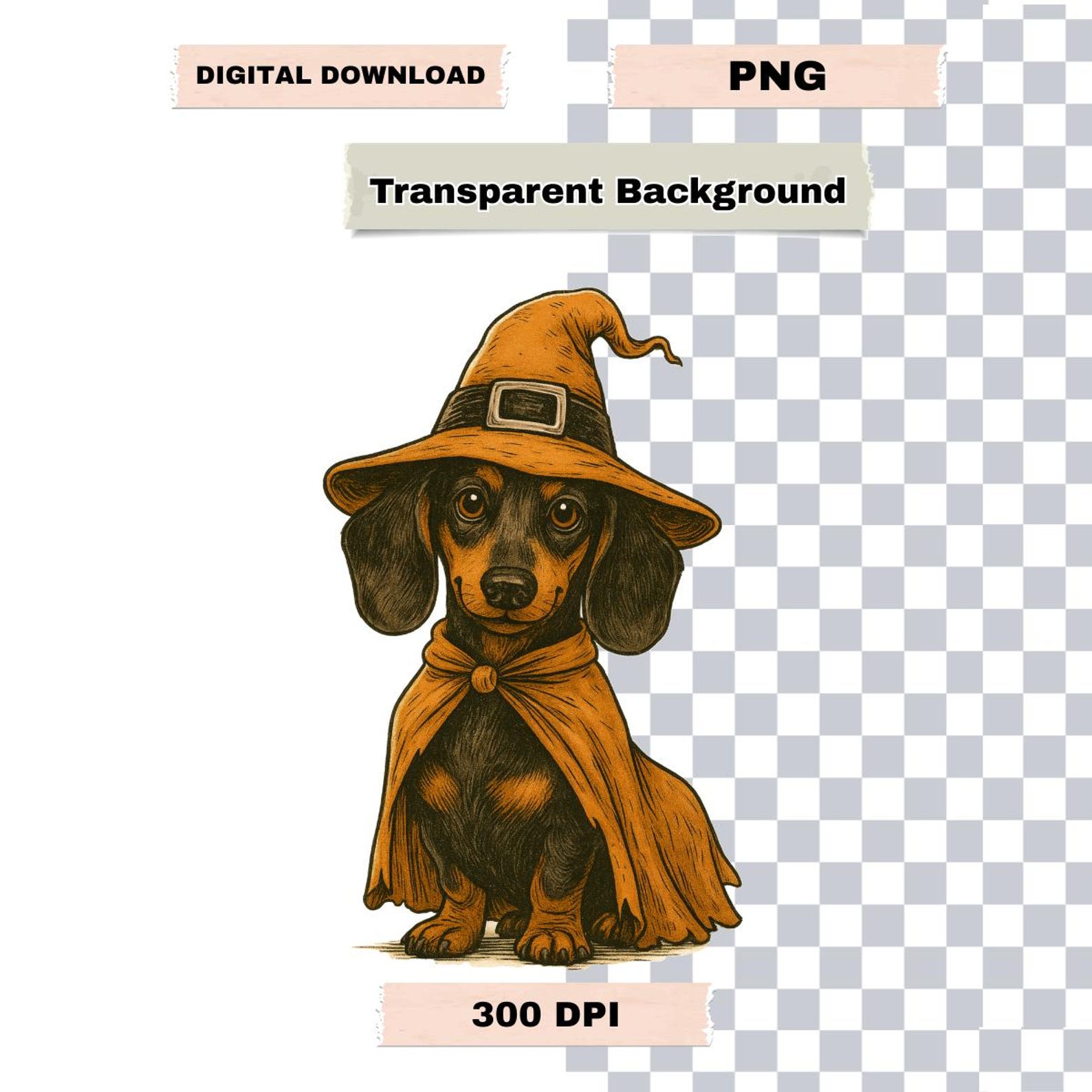 Halloween Dachshund Clipart Bundle: Funny Cartoon Dog PNG (digital ...