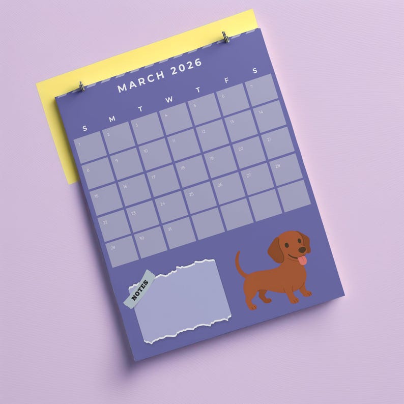2026 Dog Calendar: Cute Puppy Monthly Planner (PDF, PNG) - Etsy