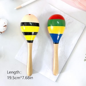 Wooden Colorful Maraca,baby Exercises Holding Musical Instruments Toys ...