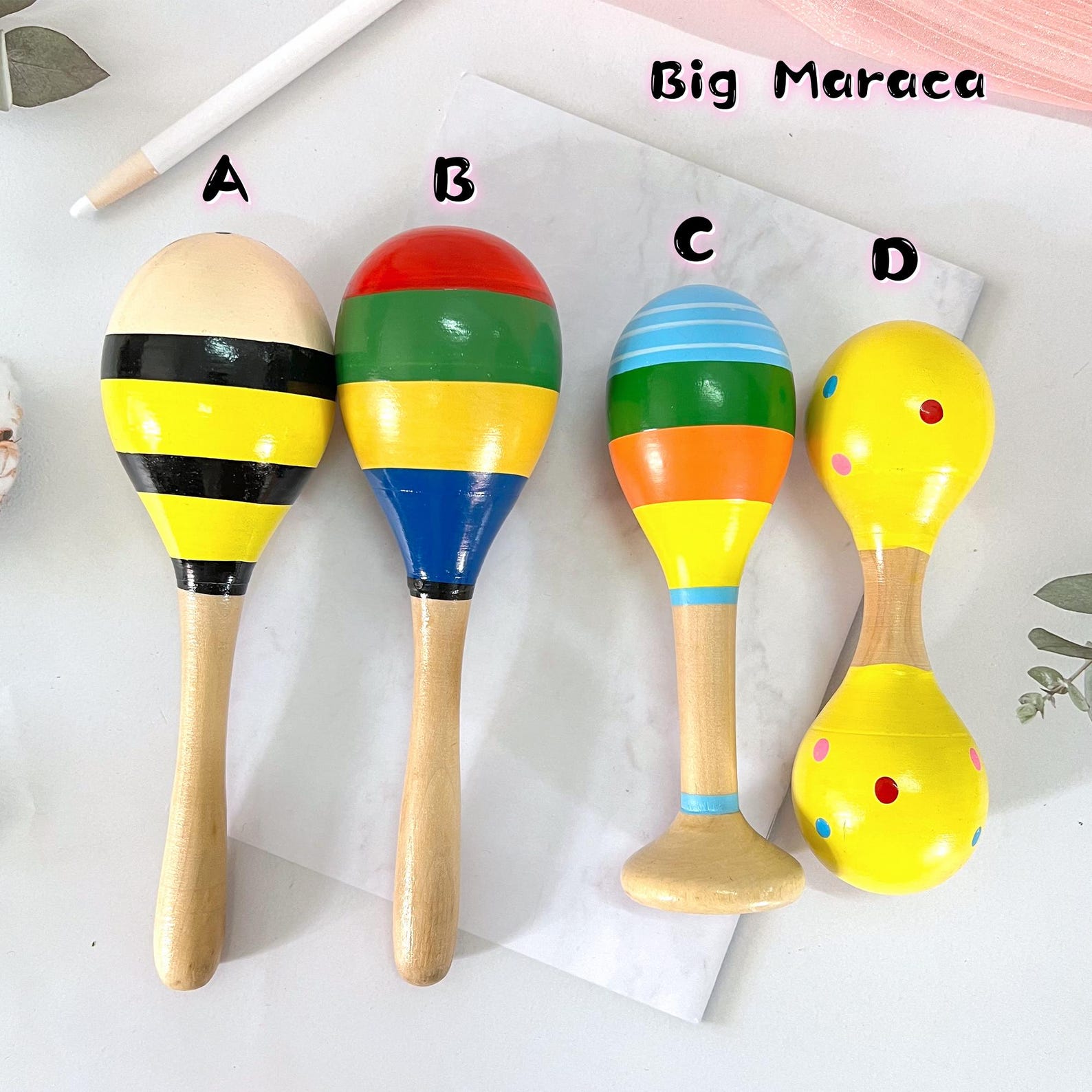 Wooden Colorful Maraca,baby Exercises Holding Musical Instruments Toys ...
