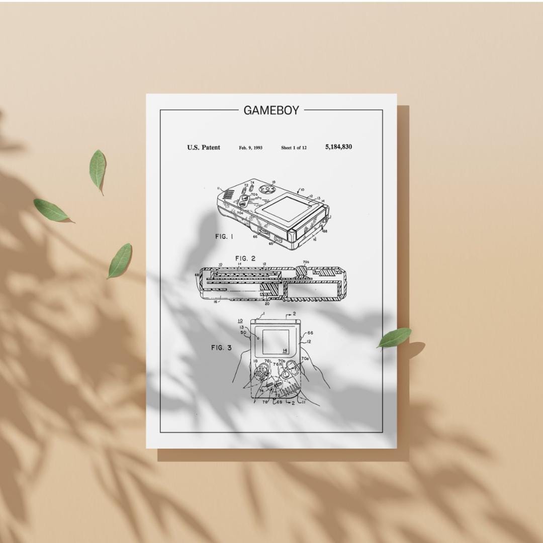 Retro GAMEBOY Poster – High-resolution Printable Art (white) - Etsy