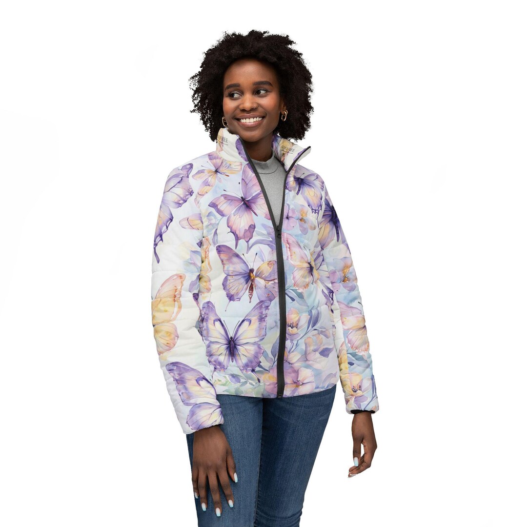 Elegant Butterfly Women's Puffer Jacket - Cozy Layer, Fall Fashion ...