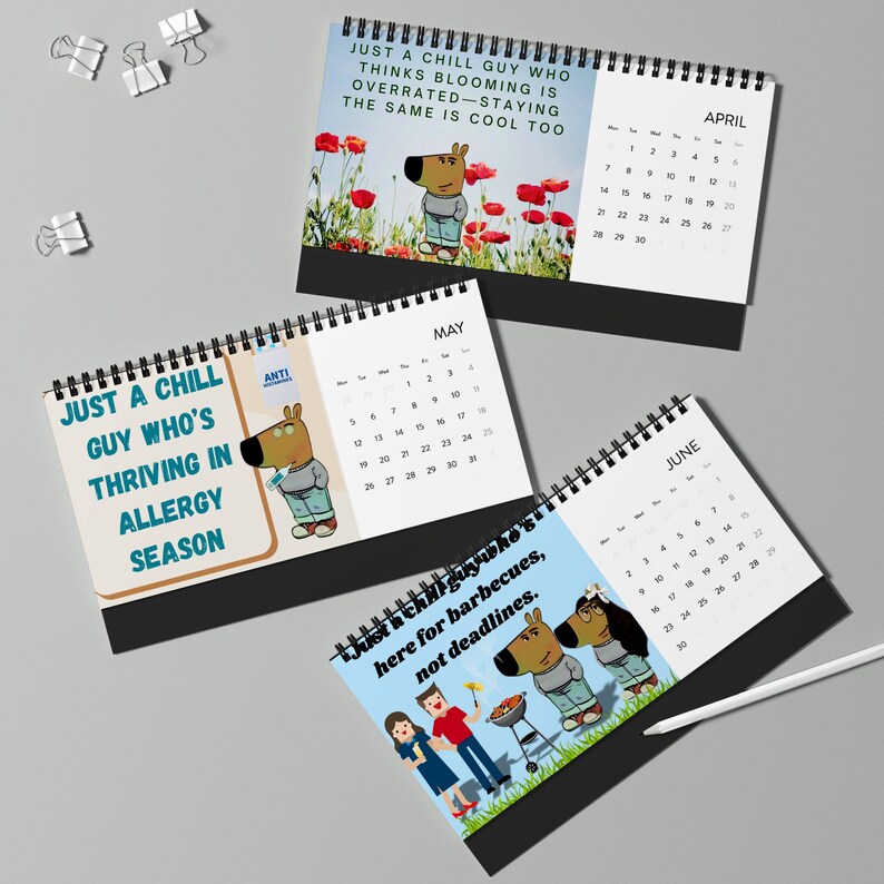 Chill Guy Funny Desk Calendar 2025 With Monthly Humor Quirky Quotes ...