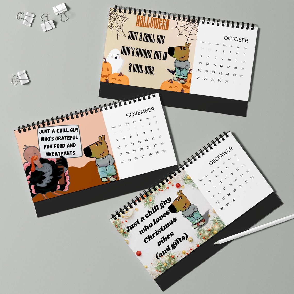 Chill Guy Funny Desk Calendar 2025 With Monthly Humor Quirky Quotes ...