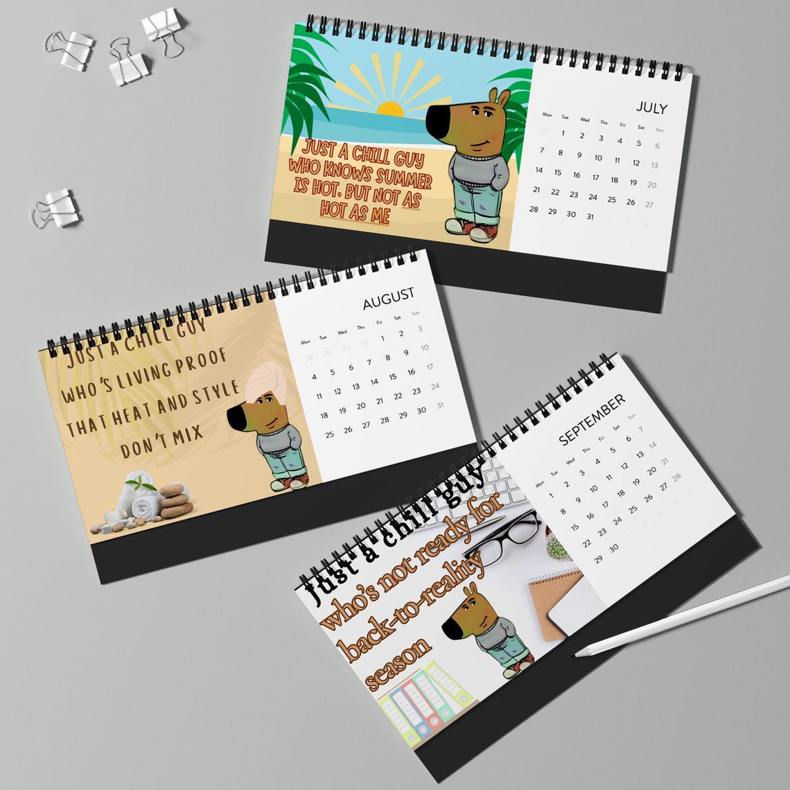 Chill Guy Funny Desk Calendar 2025 With Monthly Humor Quirky Quotes ...