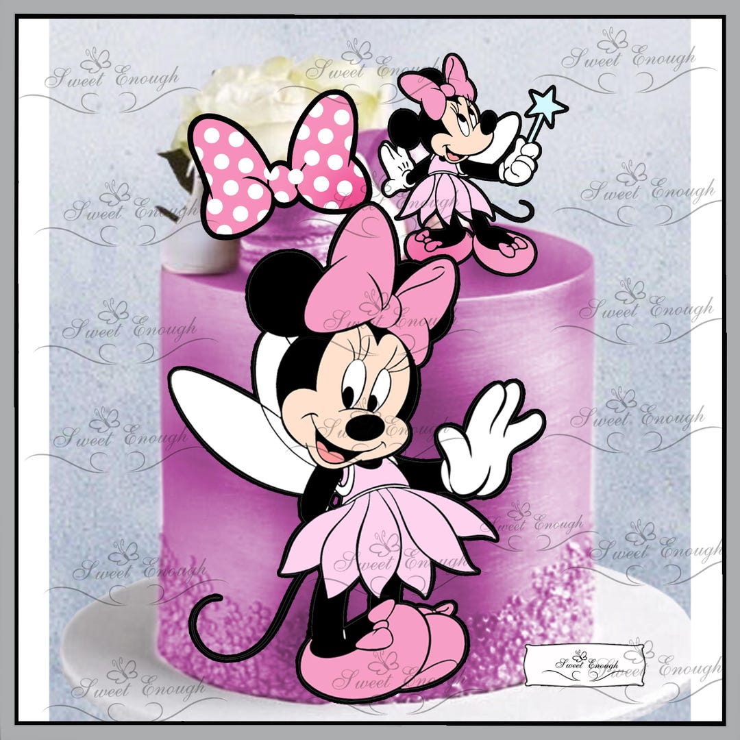 6 X Pcs MINNIE MOUSE Edible CARD Wafer Paper Cake Topper Birthday Party ...